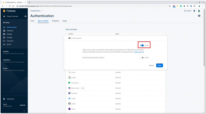 Email and Google authentication in Android using Firebase